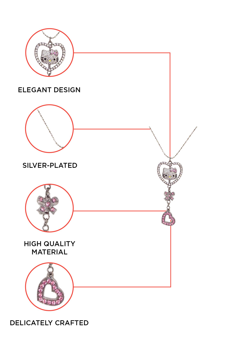 Hello Kitty Austrian Crystal Necklace
