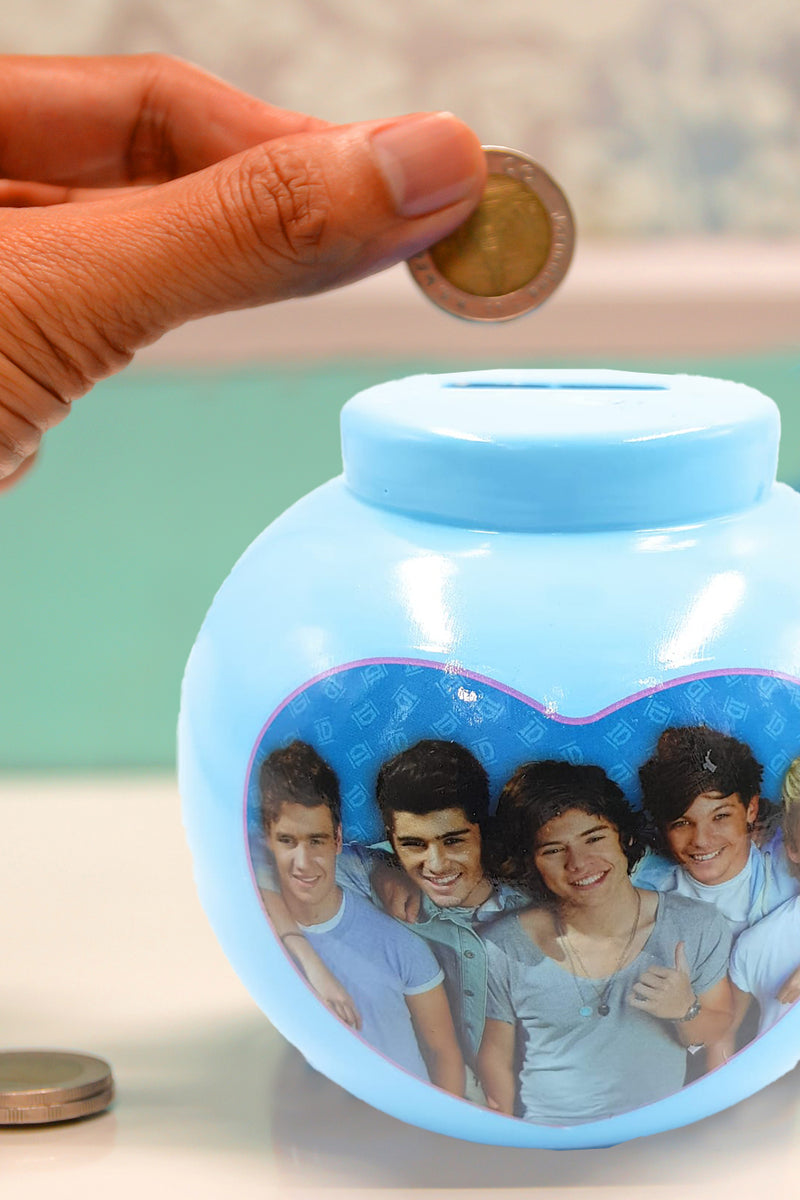 One Direction Red and Blue Ceramic Money Pot – Reliancegifts